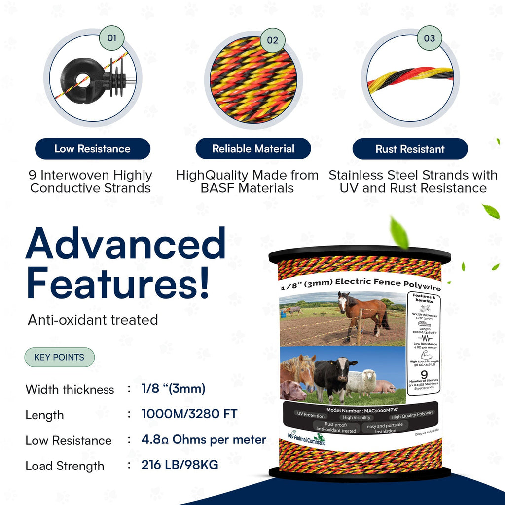 Thick Polywire Electric Fence for Livestock Containment – My Pet Command